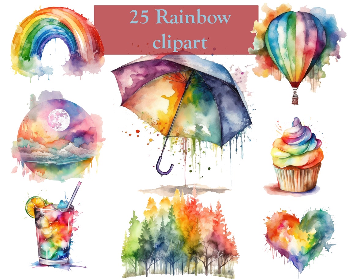 Rainbow Clipart Rainbow Png Cute Rainbow Clipart Clipart - Etsy