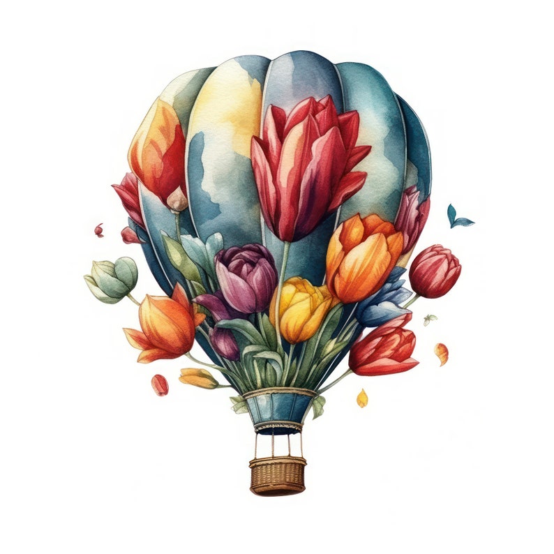 Hot Air Balloon Clipart, Floral Hot Air Balloon Png, Balloon Clipart ...