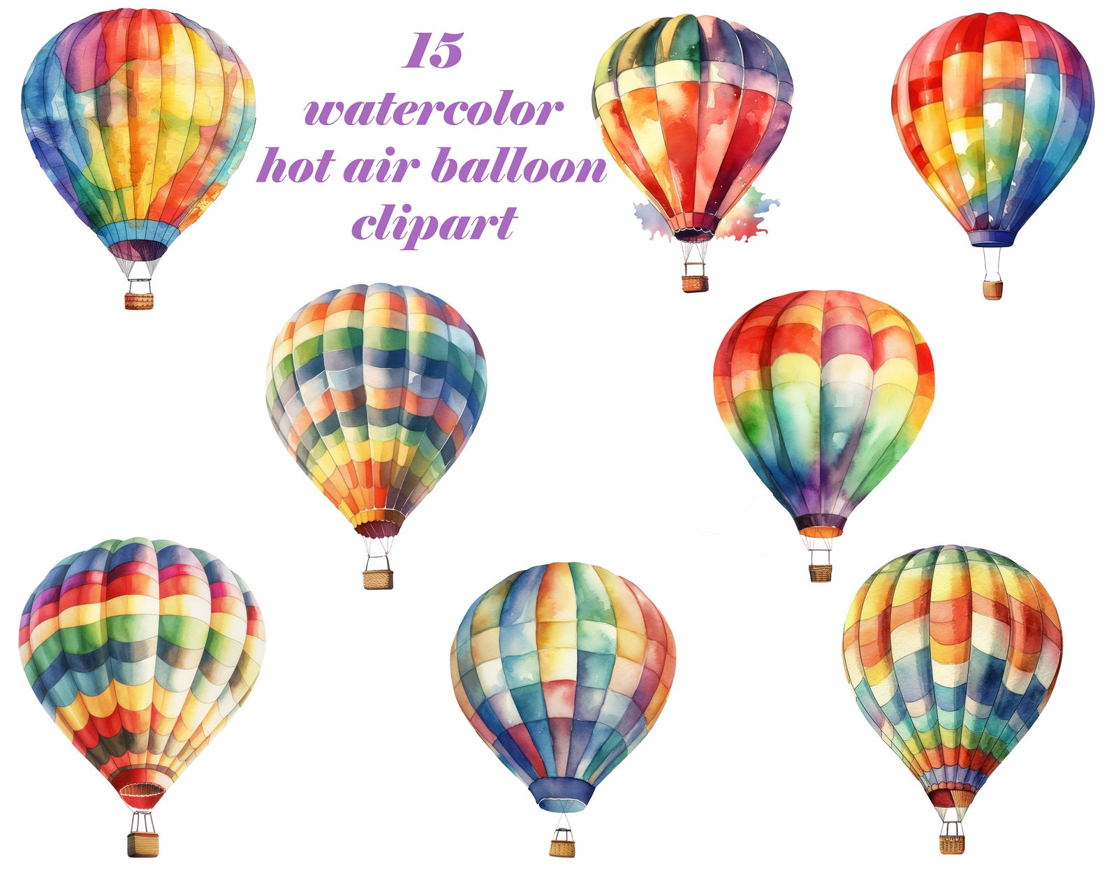 Watercolor Hot Air Balloon Clipart, Hot Air Balloon Png, Balloon ...