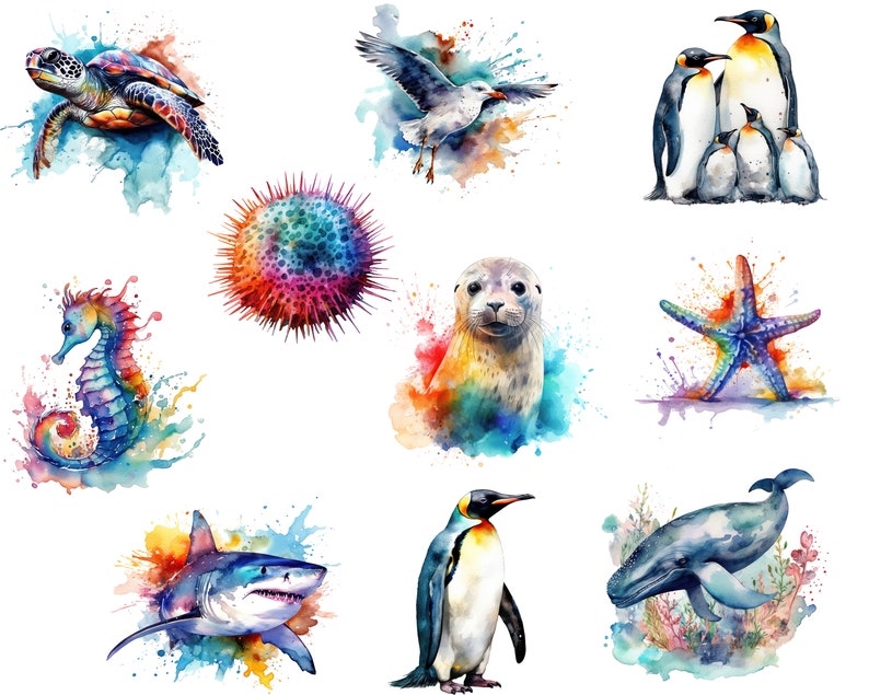Sea Animals Clipart, PNG Transparent, Junk Journal, Collage, Ocean ...