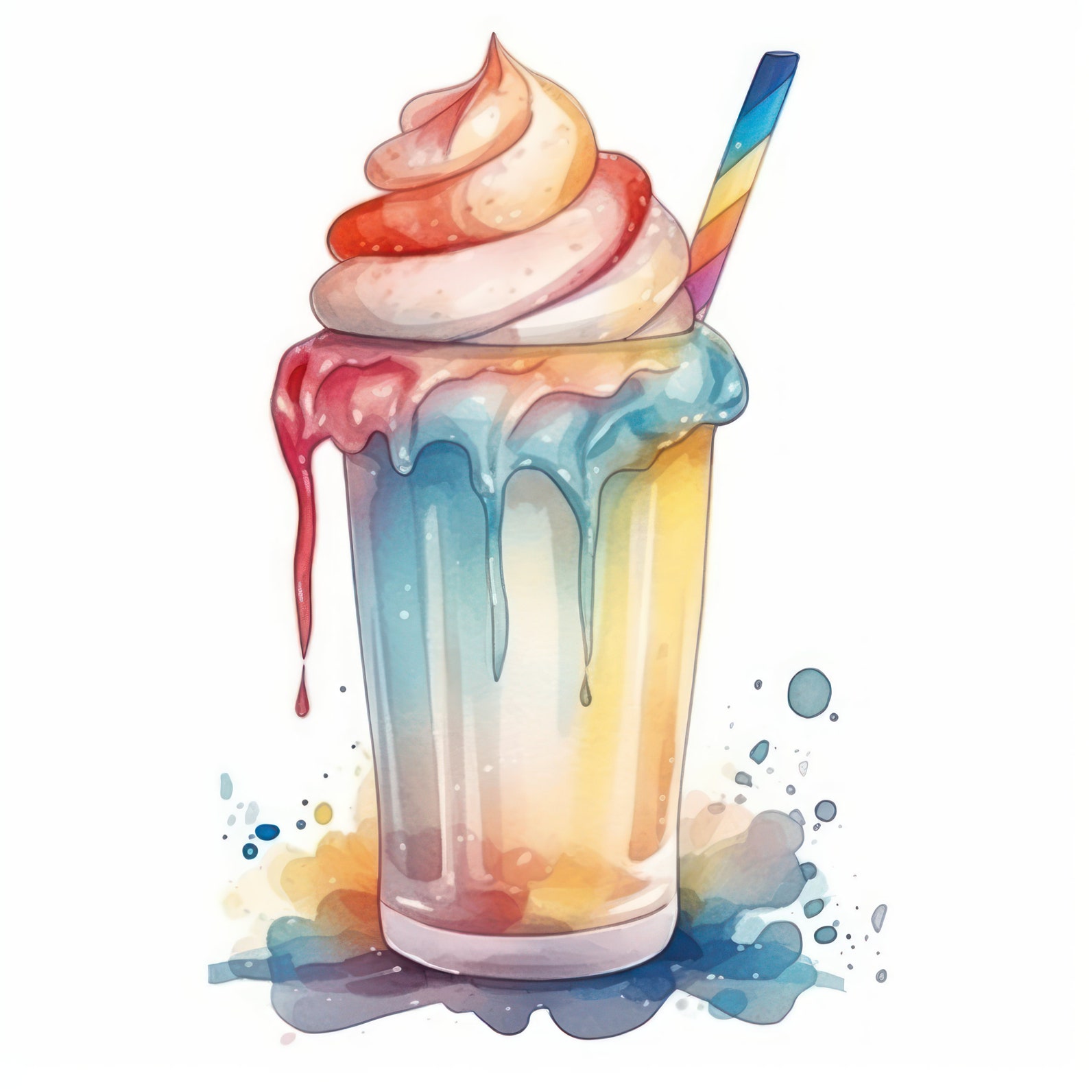 Milkshake Clipart Watercolor Milkshake Clipart Bundle Dessert - Etsy