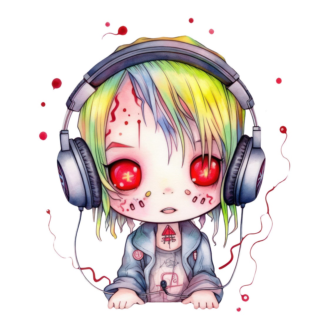 Zombie Clipart, Cute Zombie Png, Watercolor Clipart, Commercial Use ...