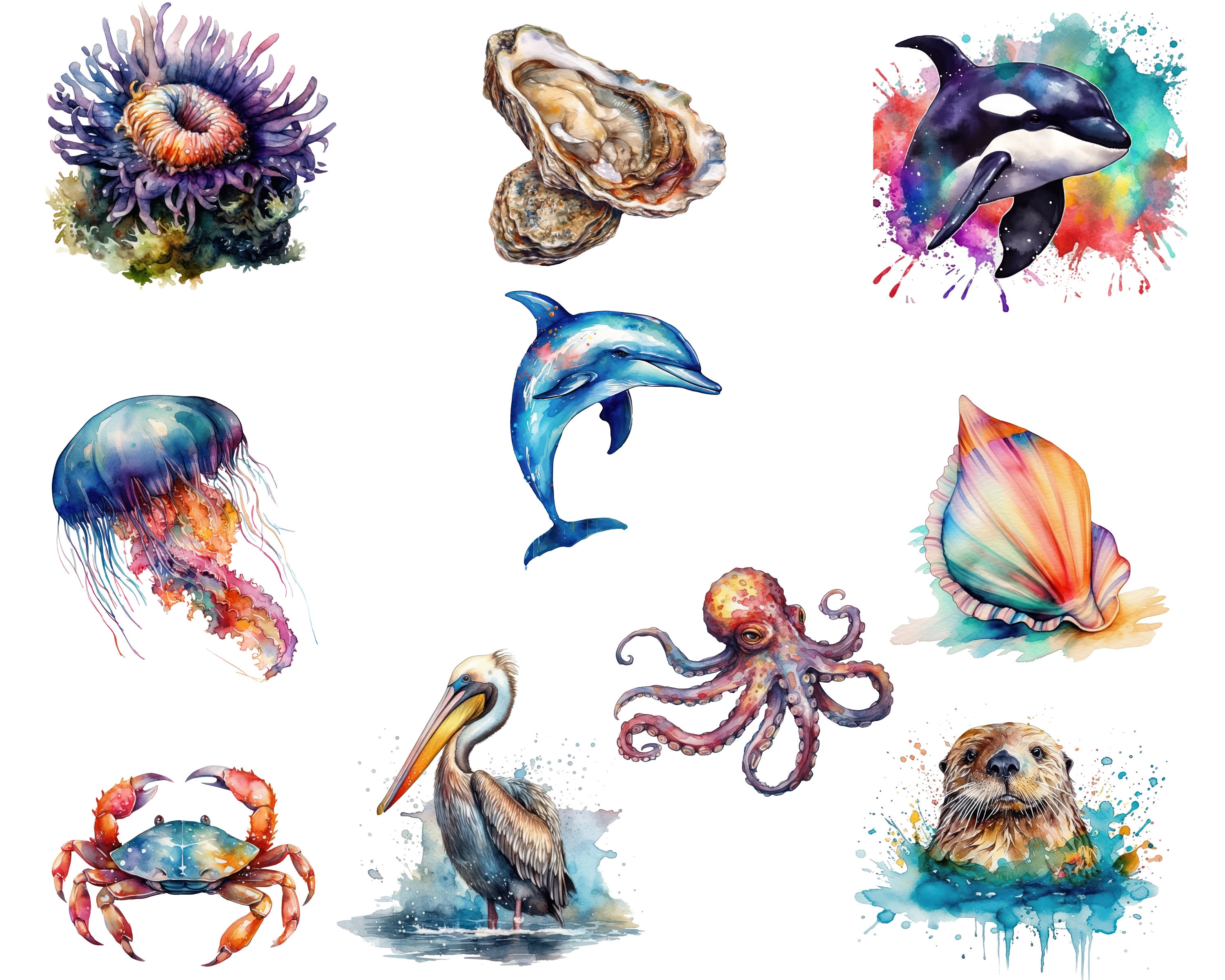Sea Animals Clipart, PNG Transparent, Junk Journal, Collage, Ocean ...