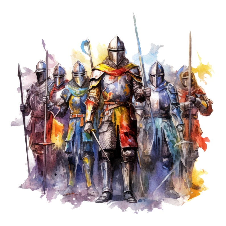 Watercolor Knights Clipart, 30 Fantasy Knights Png, Clipart Bundle ...