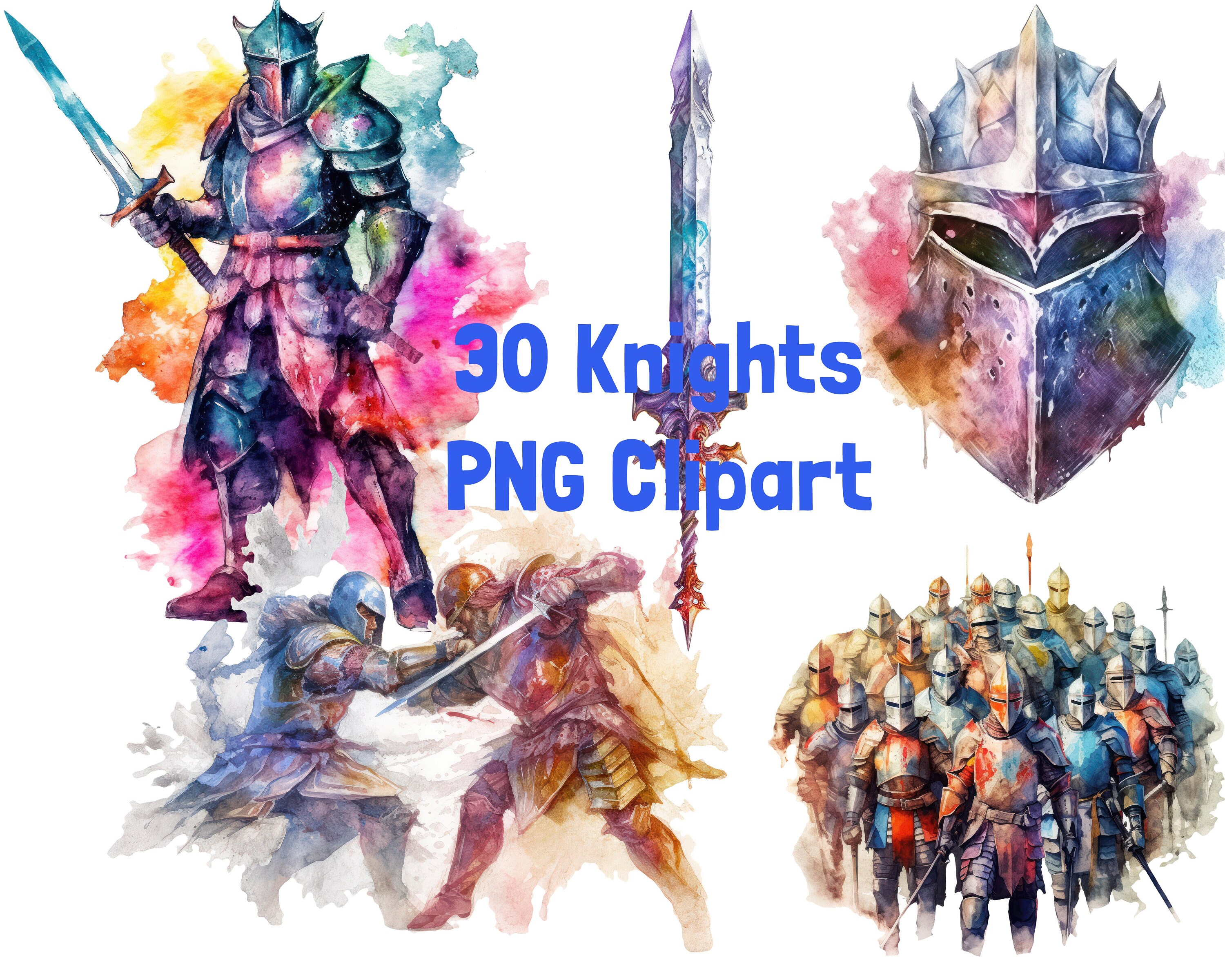 Watercolor Knights Clipart, 30 Fantasy Knights Png, Clipart Bundle ...