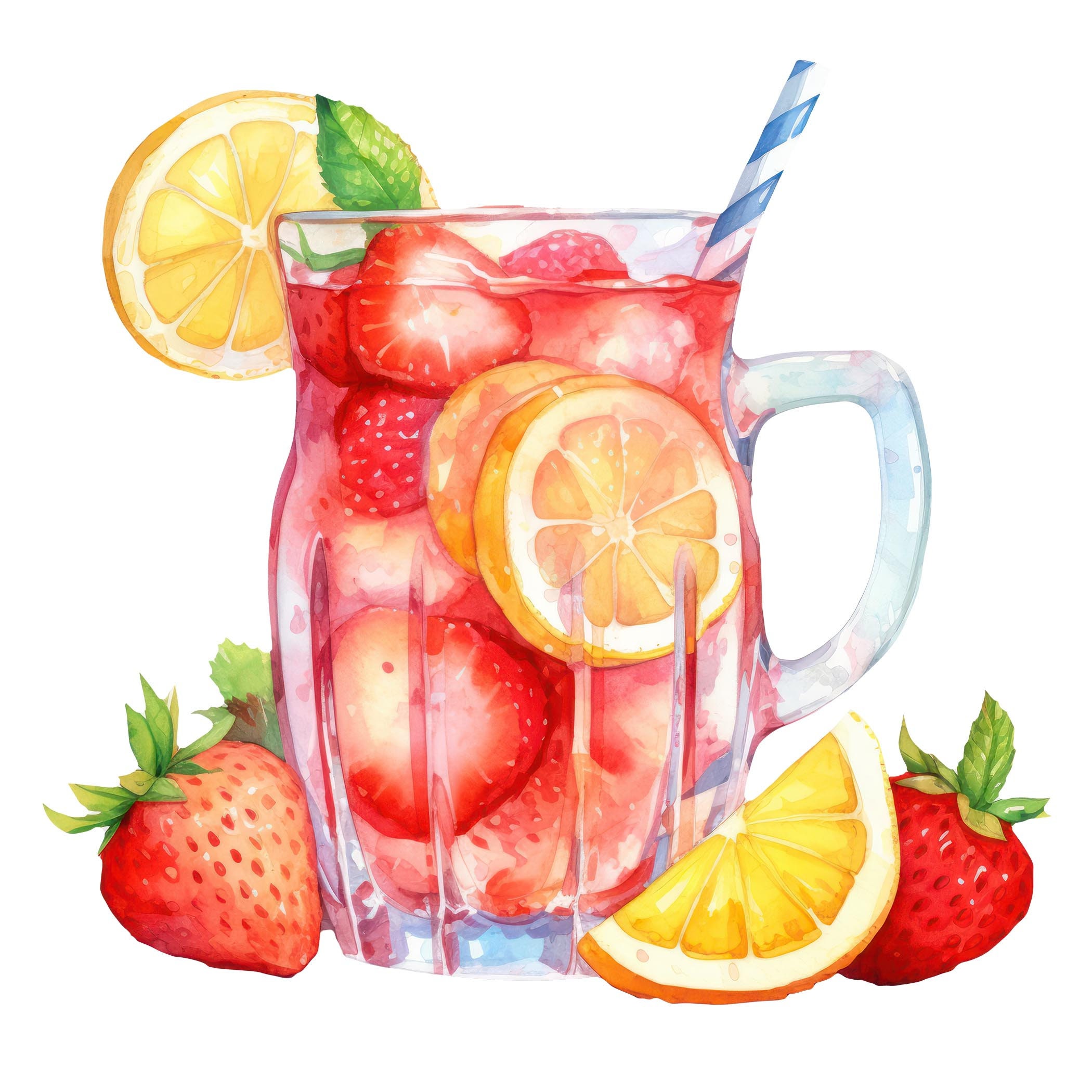 Strawberry Clipart Watercolor Strawberries Clipart Summer - Etsy