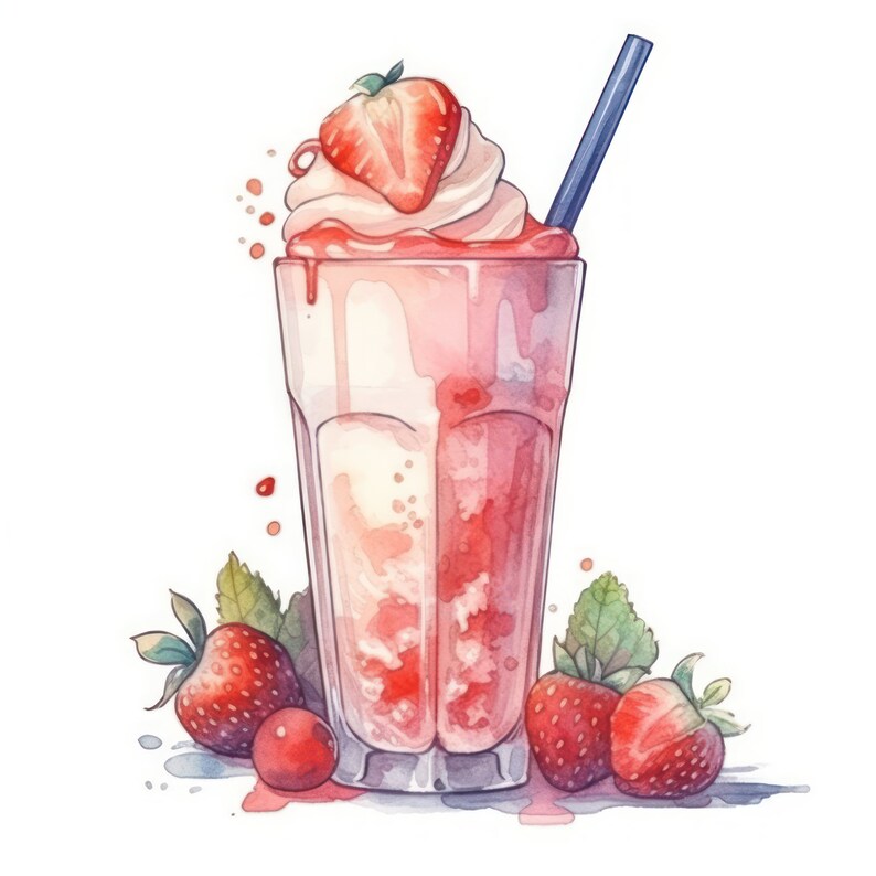 Milkshake Clipart Watercolor Milkshake Clipart Bundle Dessert - Etsy