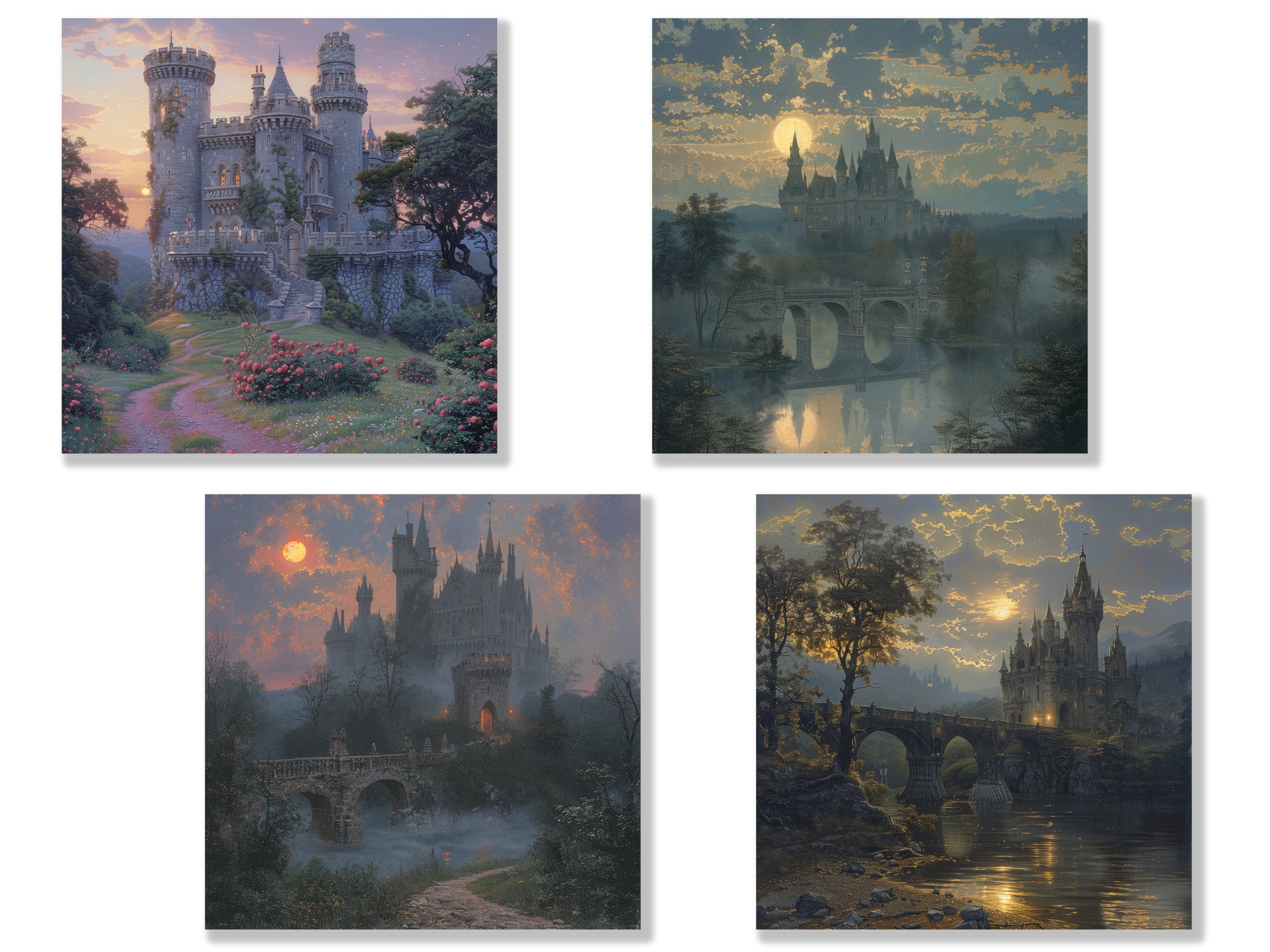 20 Castle Digital Paper, Magical Castles, Castle Junk Journal, Fantasy ...