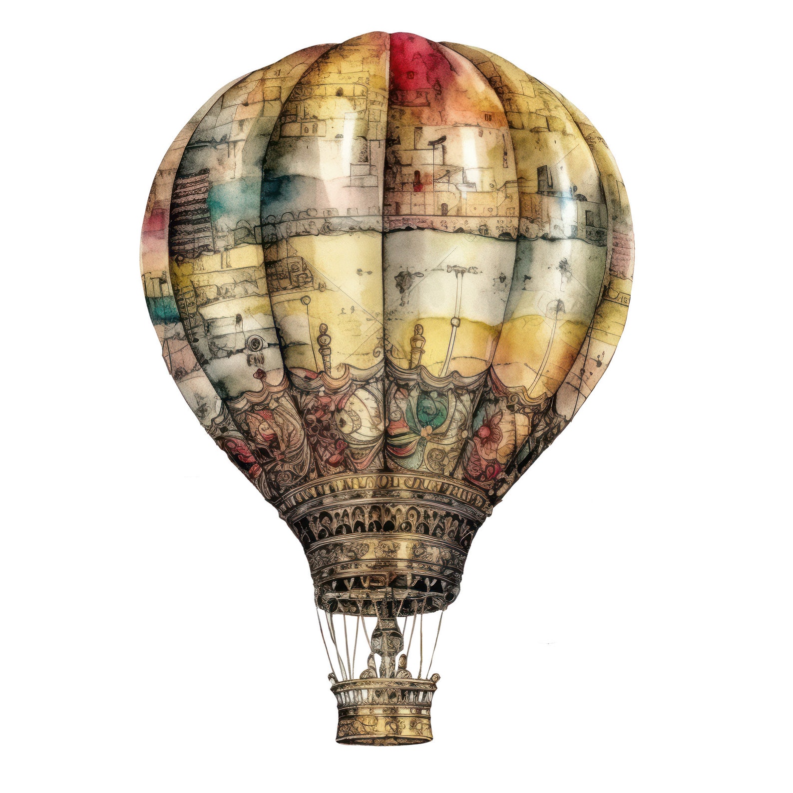 Steampunk Hot Air Balloon Clipart, Hot Air Balloon Clipart, Hot Air ...