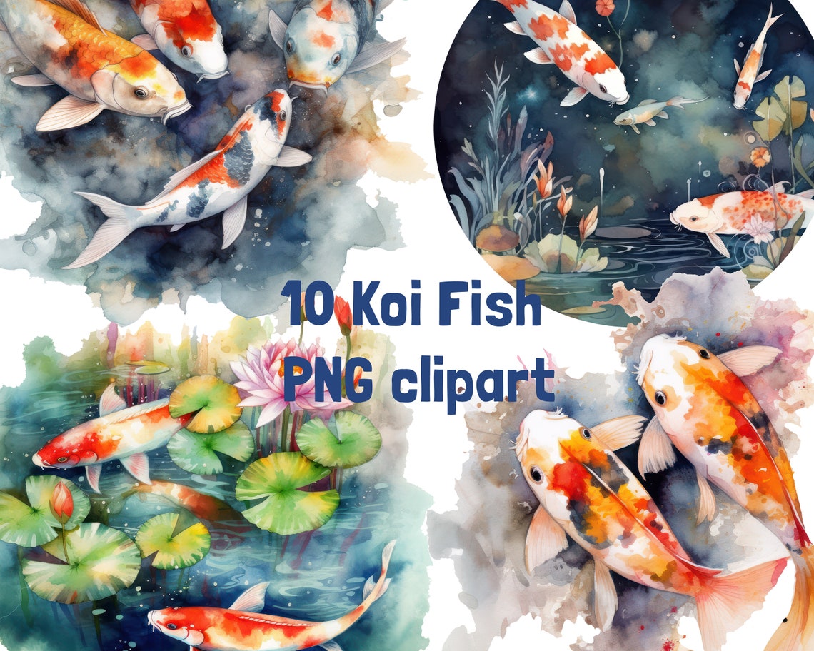 Koi Fish Clipart, Koi Carp Clipart, Cute Fish Clipart, Japanese ...