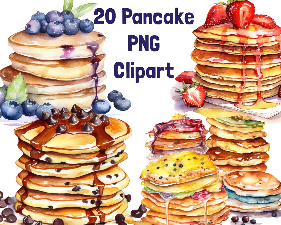 Pancake Clipart, Watercolor Pancake Png Clipart Bundle, Pancakes ...