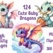 Big Bundle 124 Cute Baby Dragons Clipart, Watercolor Clipart Dragon ...