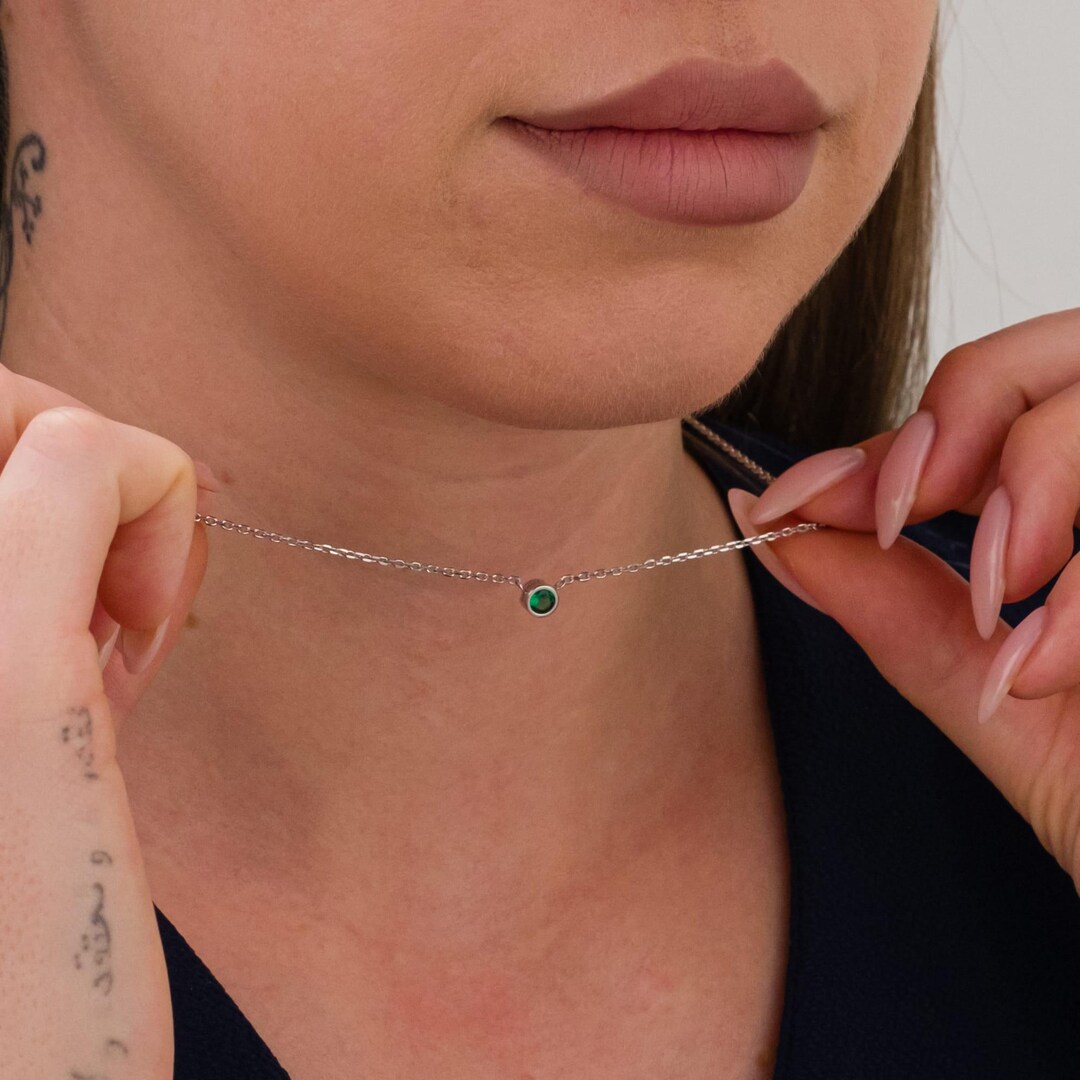 Round Cut Birthstone Pendant, Custom Birthstone Necklace, Gift for Her ...