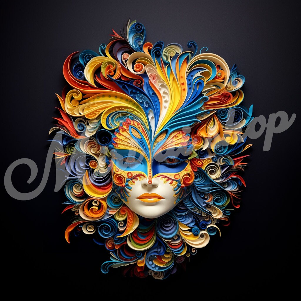 Quilling Venetian Mask Carnival Mask Dark Background. - Etsy