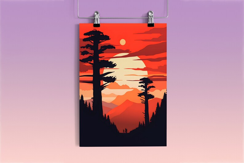 Redwood Sunset Digital Wall Art Poster Print Decor Sequioa Travel ...