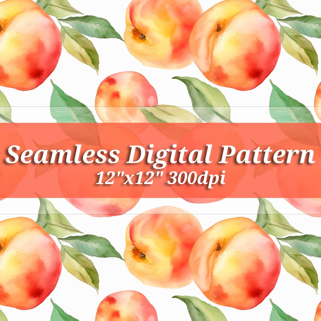 Watercolor Peaches Seamless Digital Pattern, Repeating Digital Paper ...