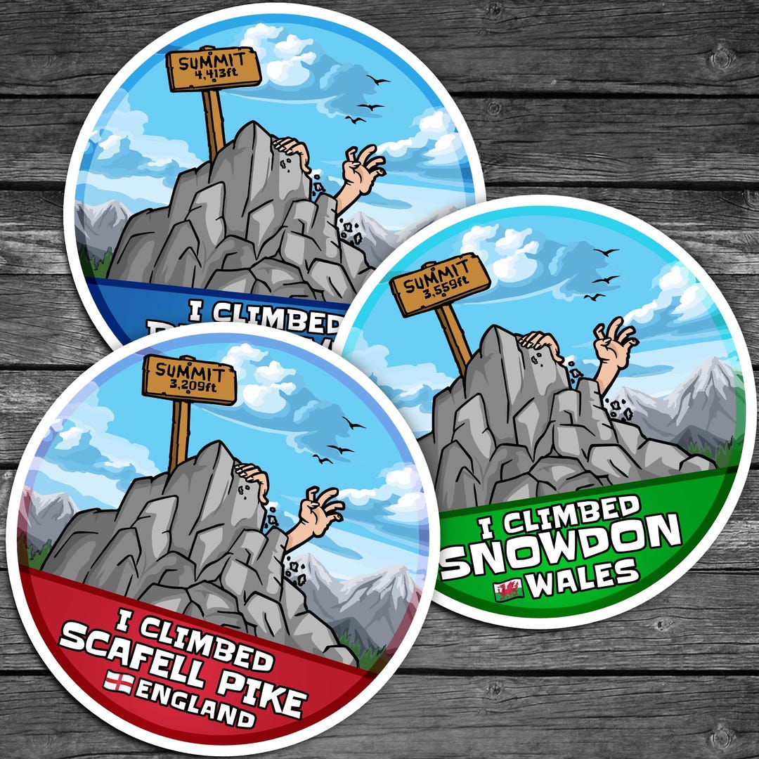 Three Peaks Ben Nevis Scafell Pike Snowdon Stickers - Collectible ...