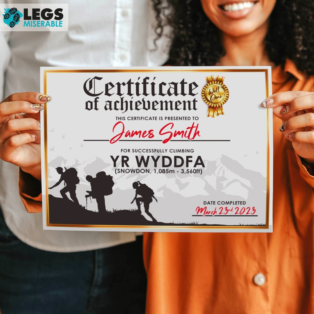 I Climbed Snowdon Yr Wyddfa Certificate - Digital Download - Etsy