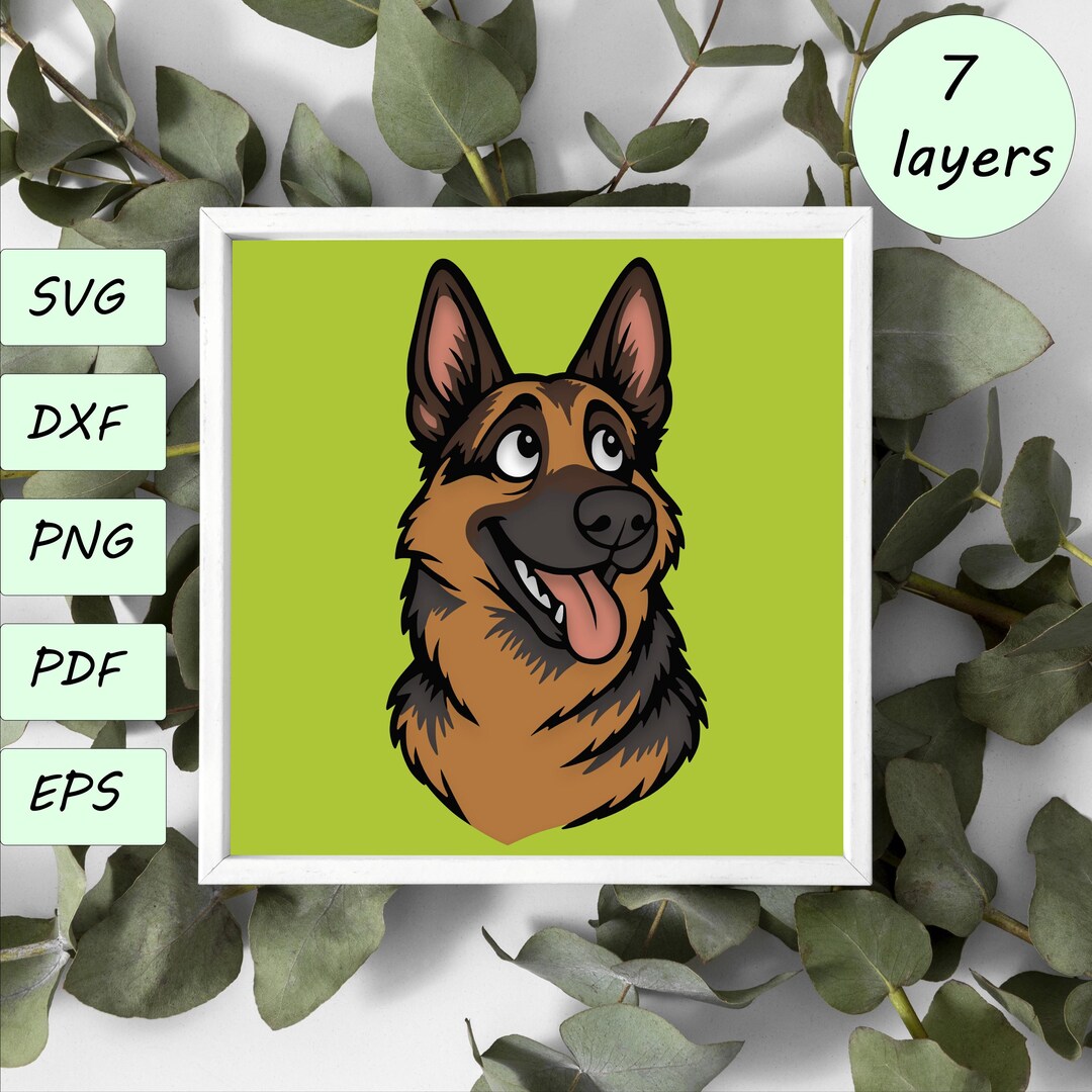 Shadow Box German Shepherd Dog - SVG File Paper Cutting - Dog Shadow ...