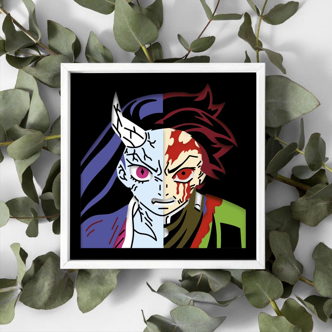 Demon Slayer Shadow Box Multilayer 3D Vector File, Demon Slayer Svg ...