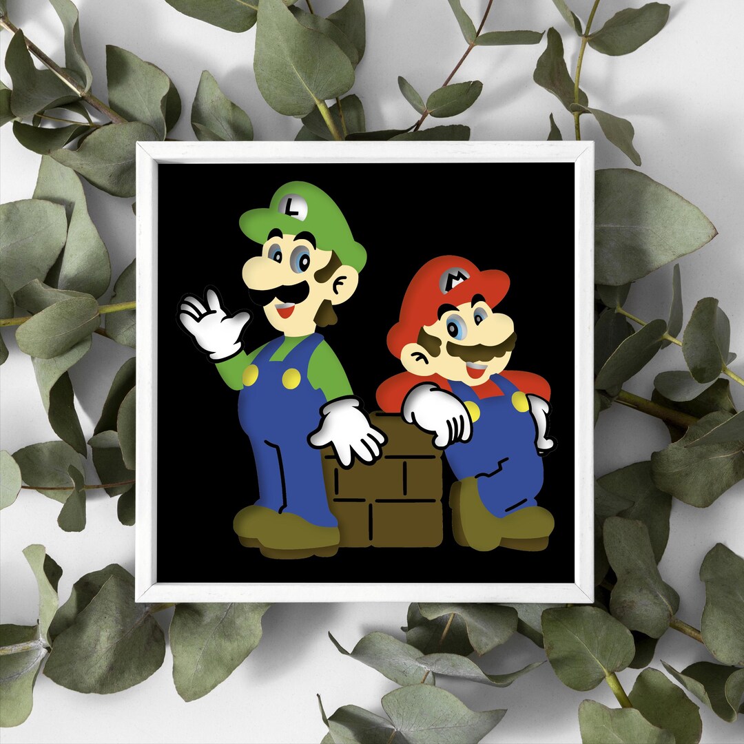 Boîte D'ombre Mario Luigi Multicouche 3D Fichier Numérique SVG PNG PDF ...