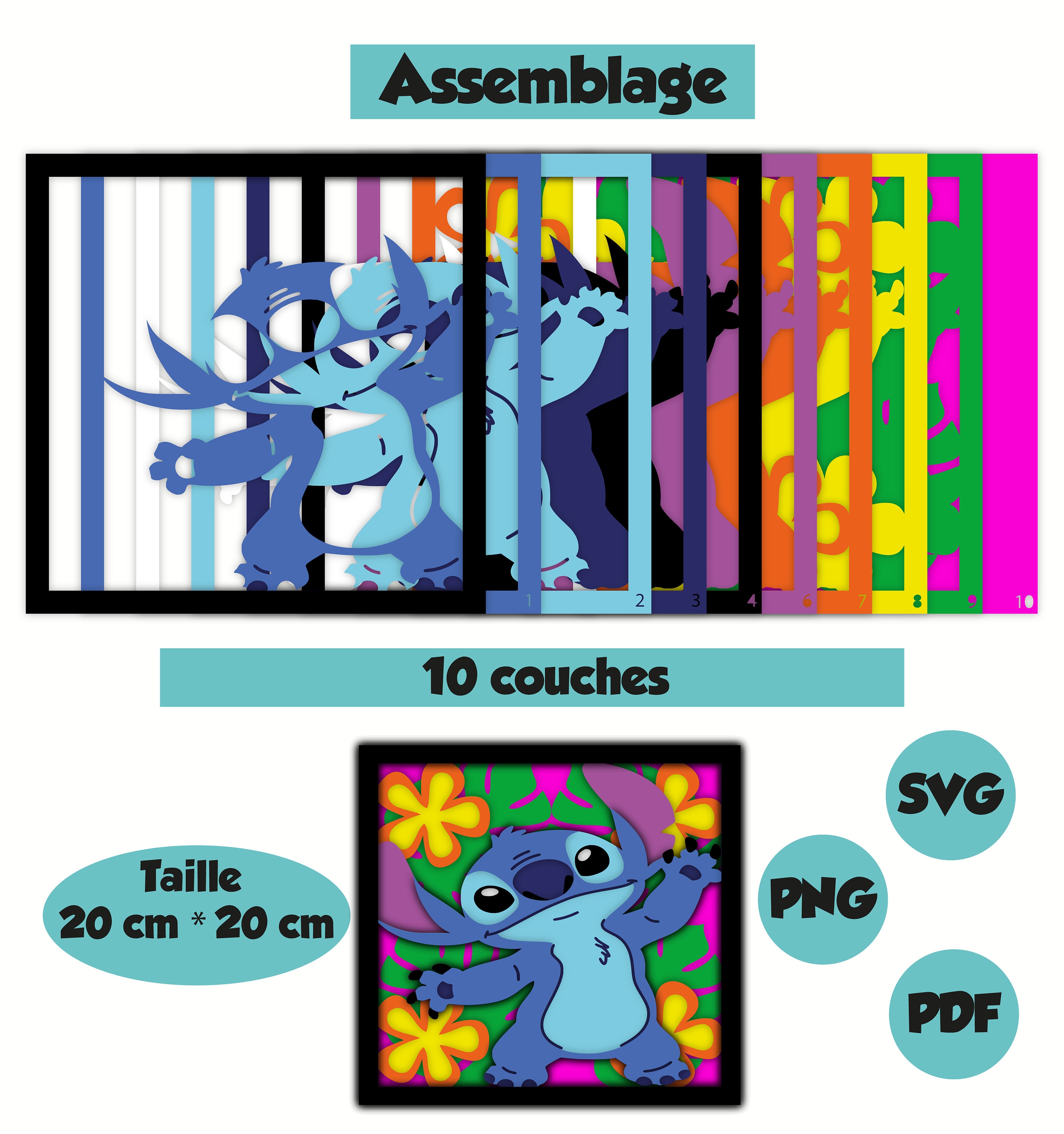 3D Multi-layered Stitch Shadow Box Digital File SVG PNG PDF, SVG Stitch ...