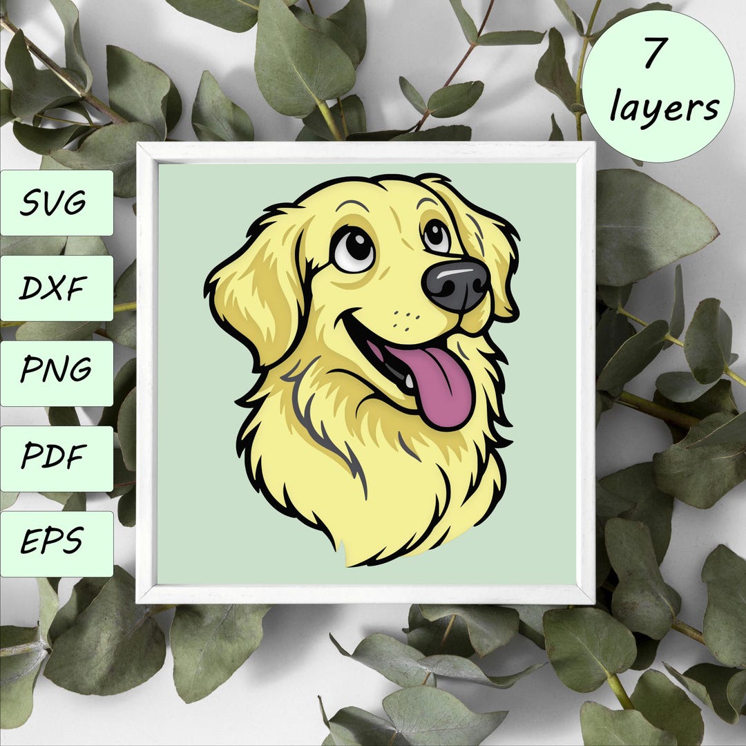 Shadow Box Golden Retriever Dog - SVG File Paper Cutting - Dog Wall ...