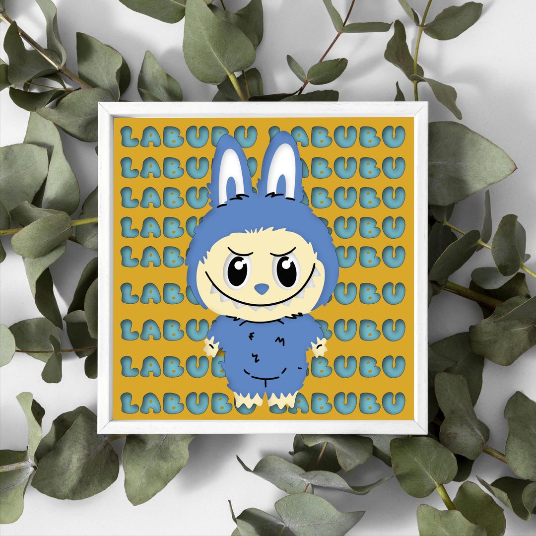 Labubu Shadow Box Multilayer 3D Digital File SVG, DXF Plush Labubu ...