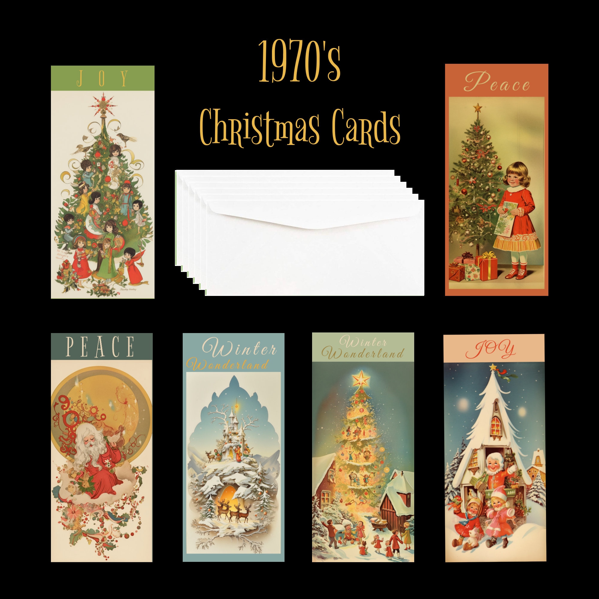 Vintage Christmas Cards Set of Six Christmas Greeting Cards - Etsy