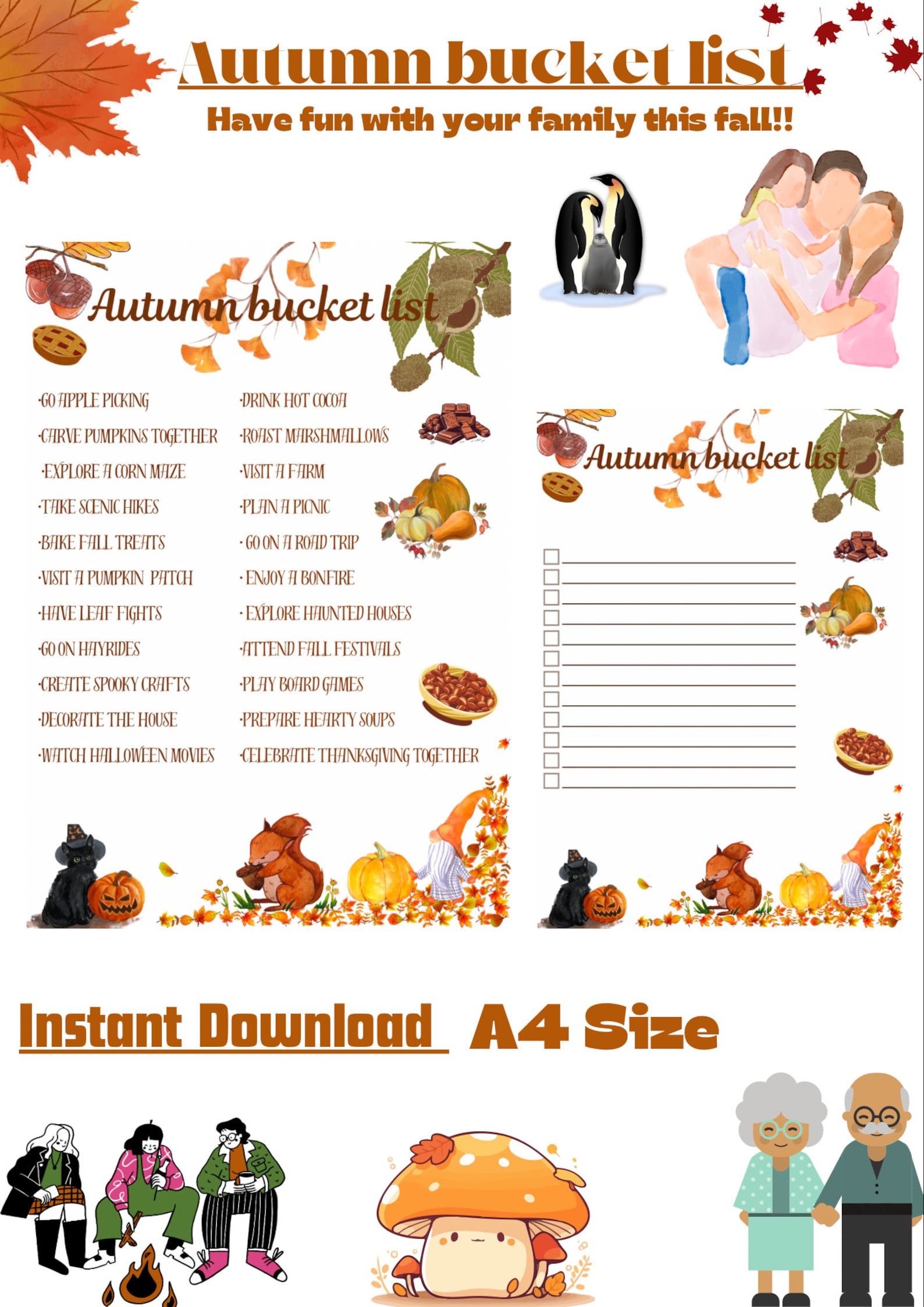 Autumn Bucket List Printable, Fall Bucket List, Fall Activities, Family ...