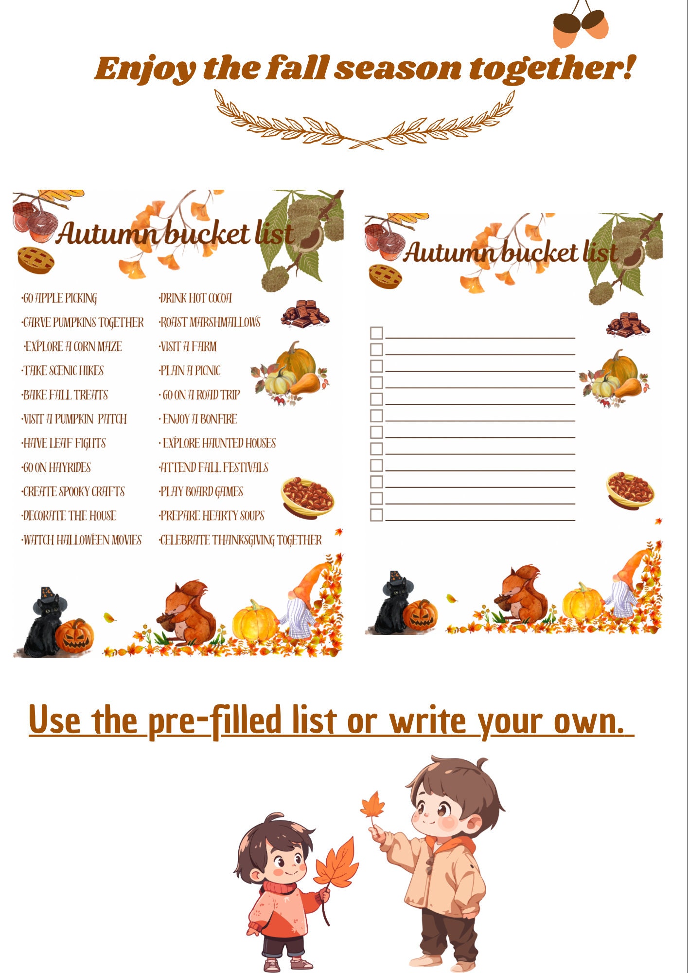 Autumn Bucket List Printable, Fall Bucket List, Fall Activities, Family ...