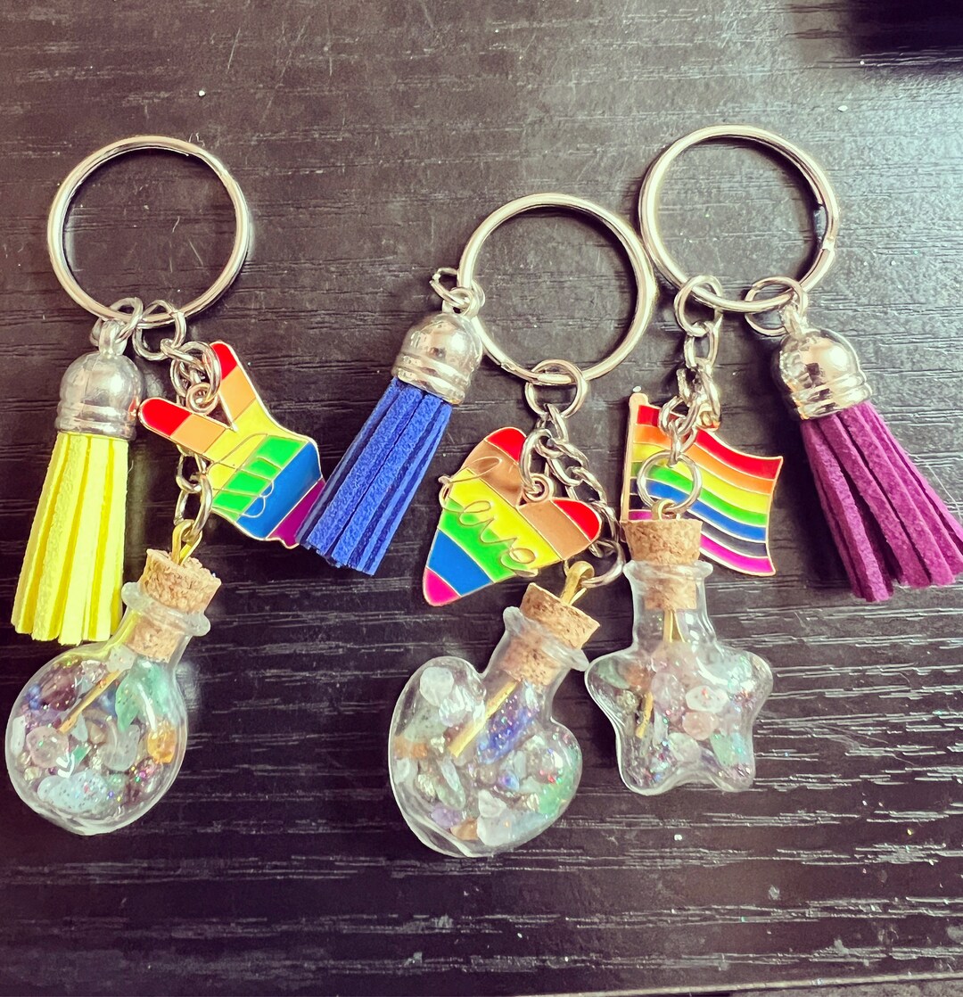 Rainbow Crystal Keychains - Etsy