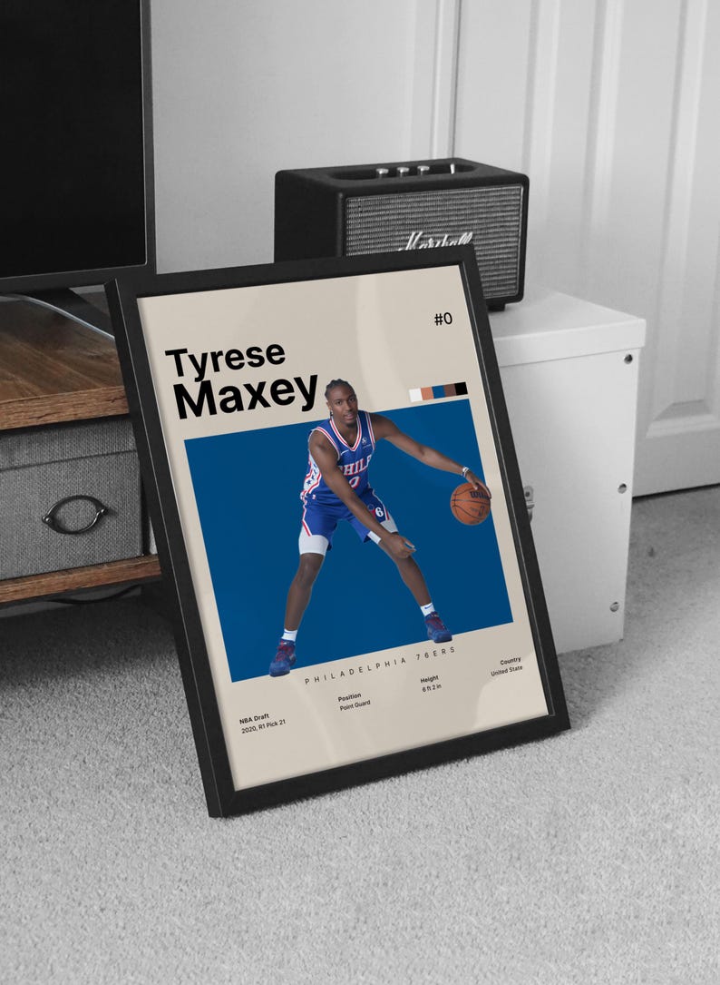 Tyrese Maxey Poster, Basketball Print, Basketball Fan Gifts, Basketball ...