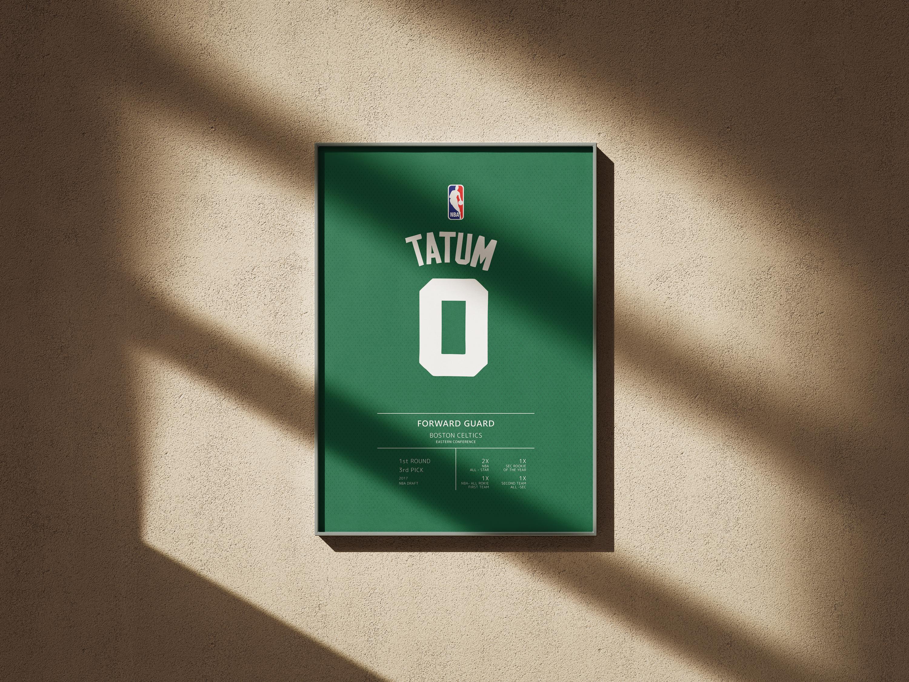 Jayson Tatum Green Jersey Poster, Boston Celtics Wall Art, NBA Fan ...