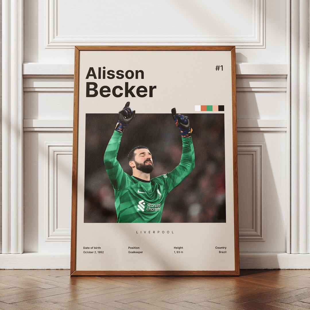 Alisson Becker Poster, Football Print, Soccer Wall Art, Football Fan ...