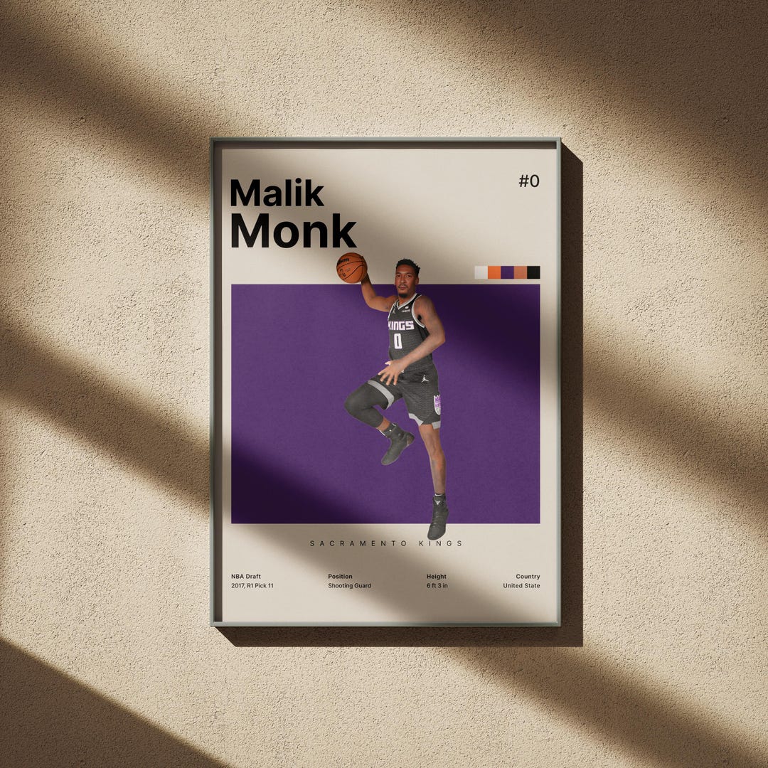 Malik Monk Poster, Sacramento Kings Canvas, Basketball Fan Gifts ...
