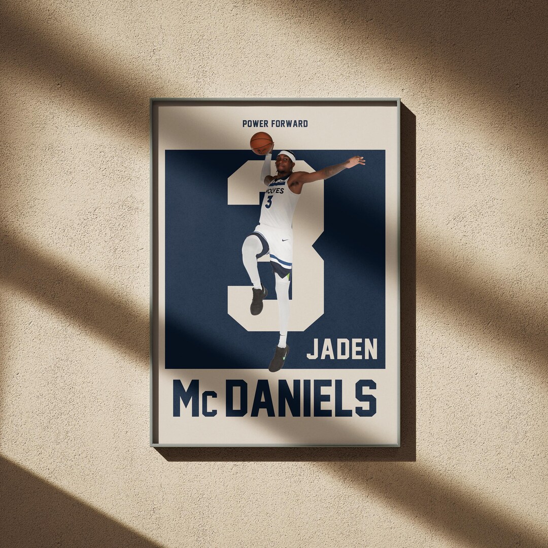 Jaden Mcdaniels Poster, Minnesota Timberwolves Canvas, Basketball Fan ...