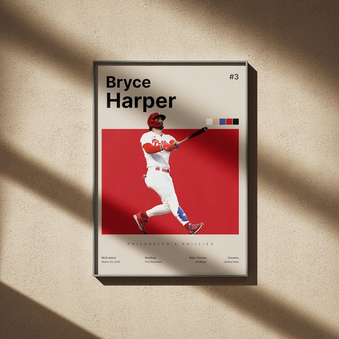 Bryce Harper Poster, Philadelphia Phillies Canvas, Baseball Fan Gifts ...