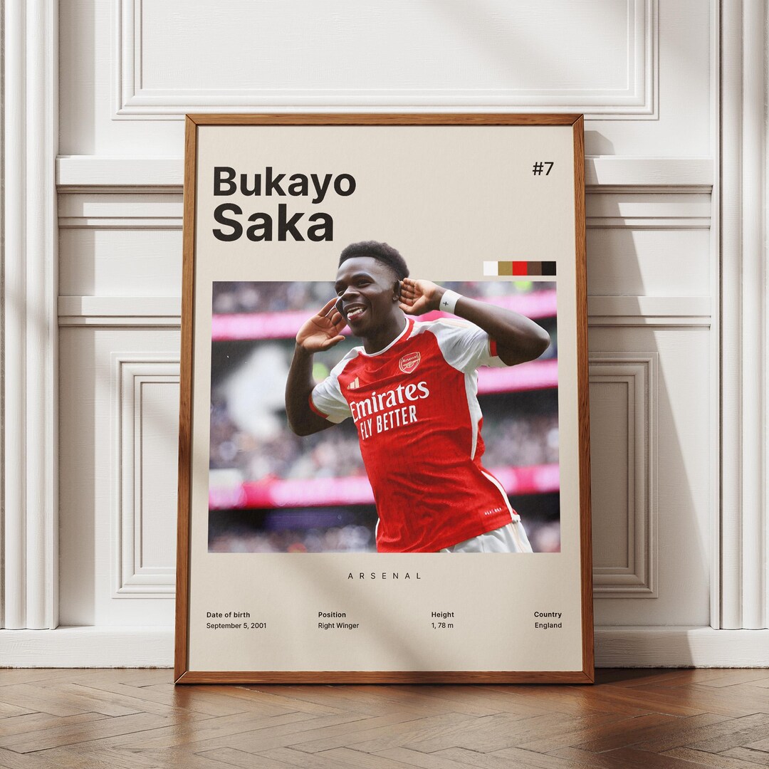 Bukayo Saka Poster, Football Print, Soccer Wall Art, Football Fan Gifts ...