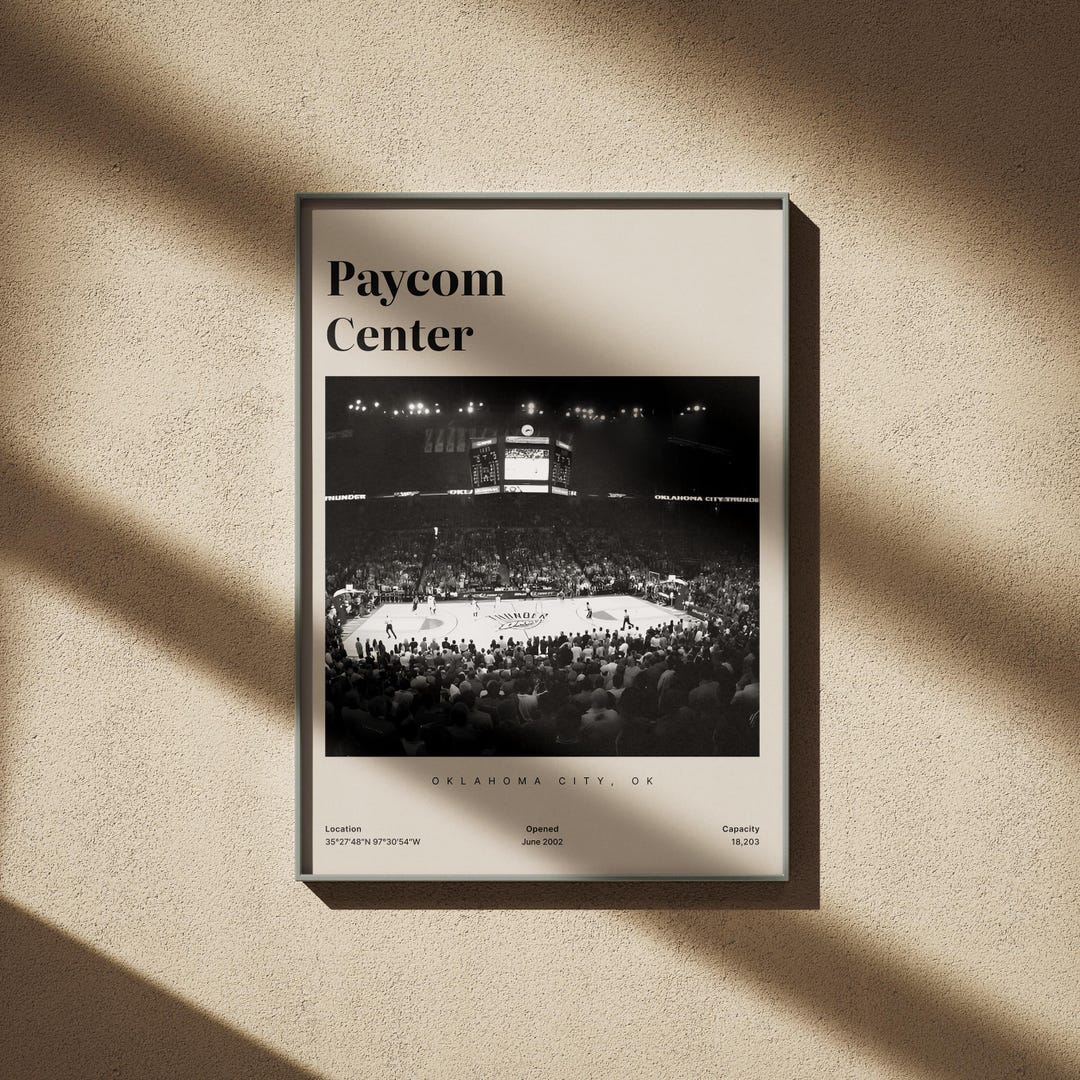 Paycom Center Stadium Poster, Basketball Print, Basketball Fan Gifts ...