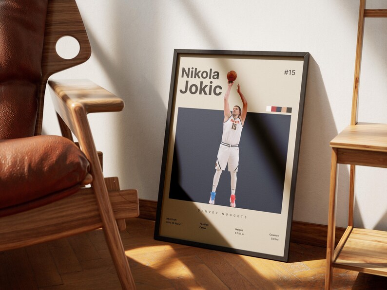 Nikola Jokic Poster, Basketball Print, Basketball Fan Gifts, Basketball ...