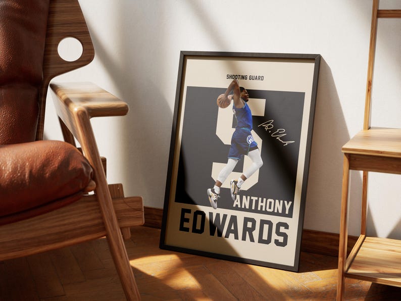 Anthony Edwards Poster, Basketball Print, Basketball Fan Gifts ...