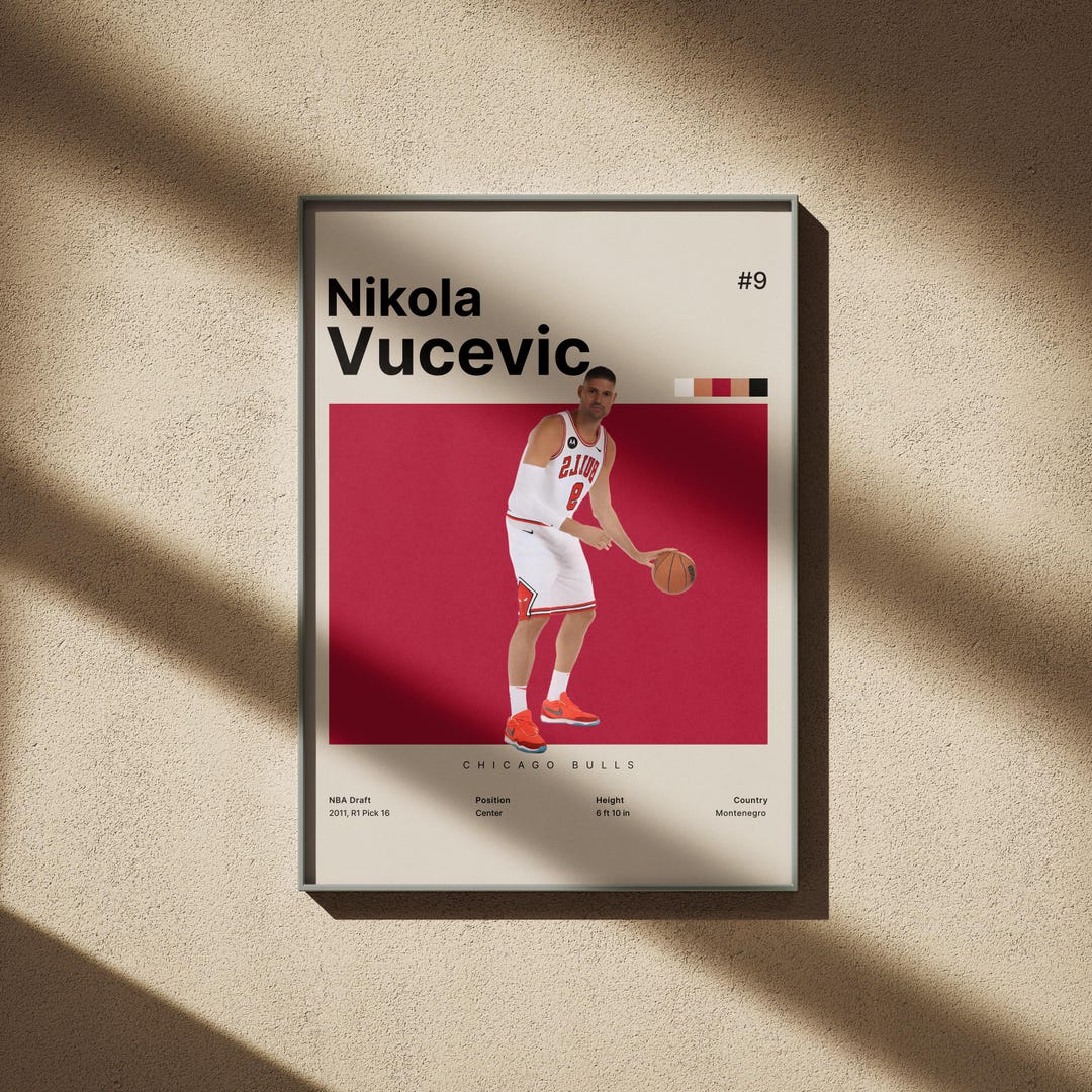 Nikola Vucevic Poster, Basketball Print, Basketball Fan Gifts ...