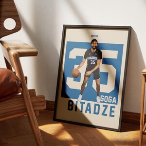 Goga Bitadze Poster, Basketball Print, Basketball Fan Gifts, Basketball ...