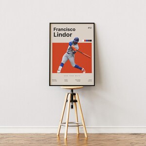 Francisco Lindor Poster, Baseball Canvas, Baseball Fan Gifts, Printable ...