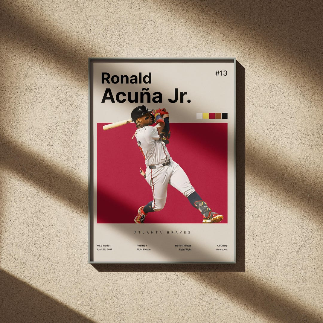 Ronald Acuna Jr. Poster, Baseball Canvas, Baseball Fan Gifts, Printable ...