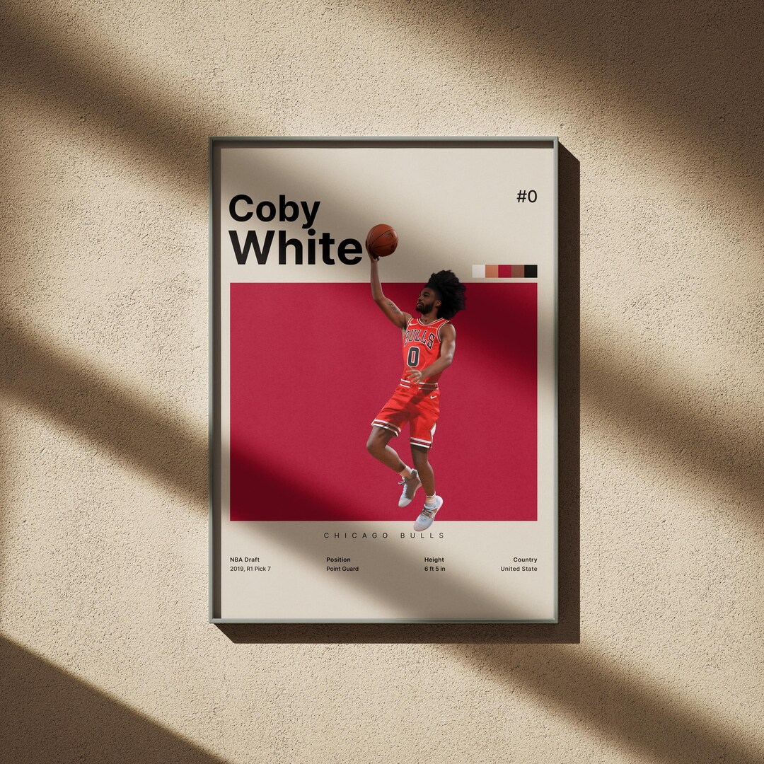 Coby White Poster, Chicago Bulls Wall Art, Basketball Fan Gifts ...