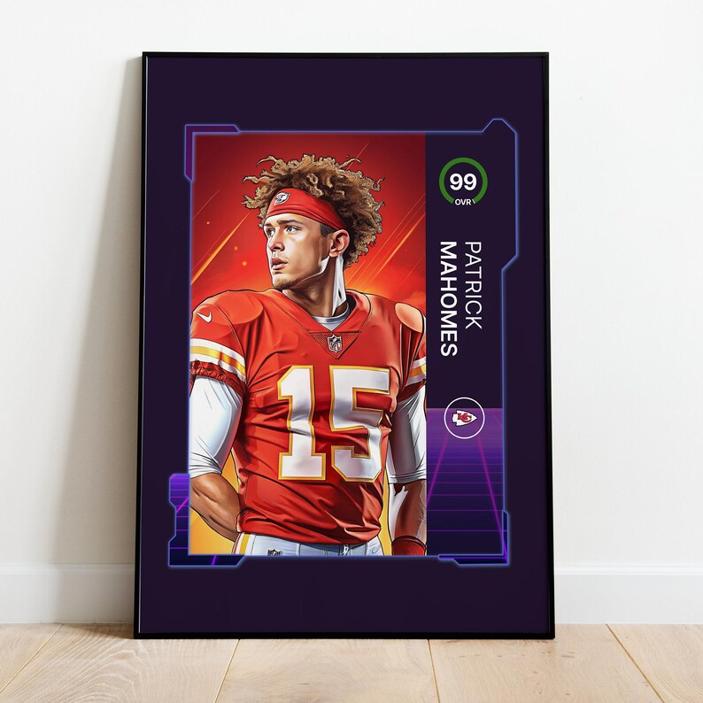 Patrick Mahomes MUT Card Poster, Kansas City Chiefs Wall Art, Football ...