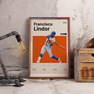 Francisco Lindor Poster, Baseball Canvas, Baseball Fan Gifts, Printable ...