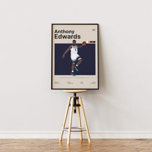 Anthony Edwards Poster, Basketball Print, Basketball Fan Gifts ...